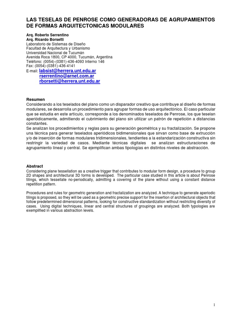 Teselas Aperiódicas P1, P2 y P3 de Penrose | PDF | Geometría ...