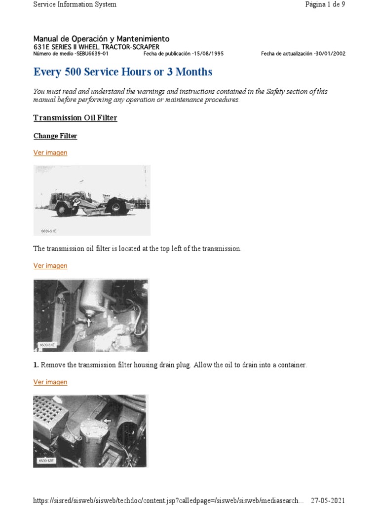 Routine Maintenance Procedures for Transmission, Hydraulic System, Fuel ...