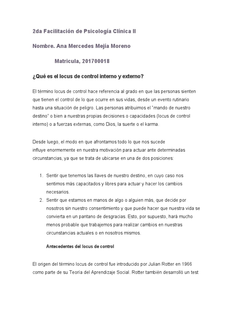 Locus de Control: Interno y Externo | PDF | Motivación | Motivacional