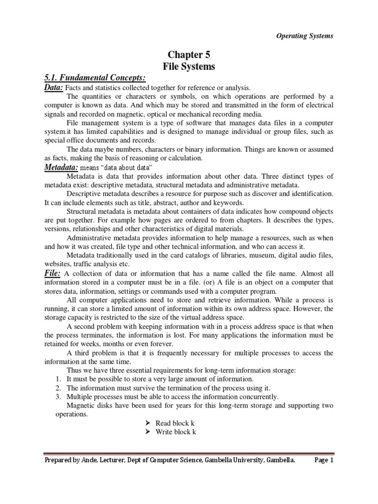 OS-Chapter 5 - File Management | PDF | File System | Computer File