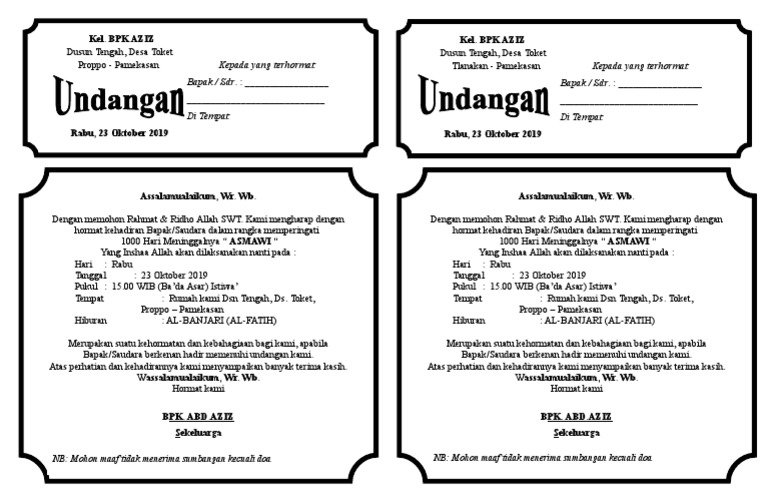 Undangan 2 KOLOM | PDF