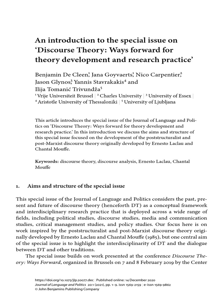 Introduction To Discourse Theory Ways Forward | PDF | Populism | Science