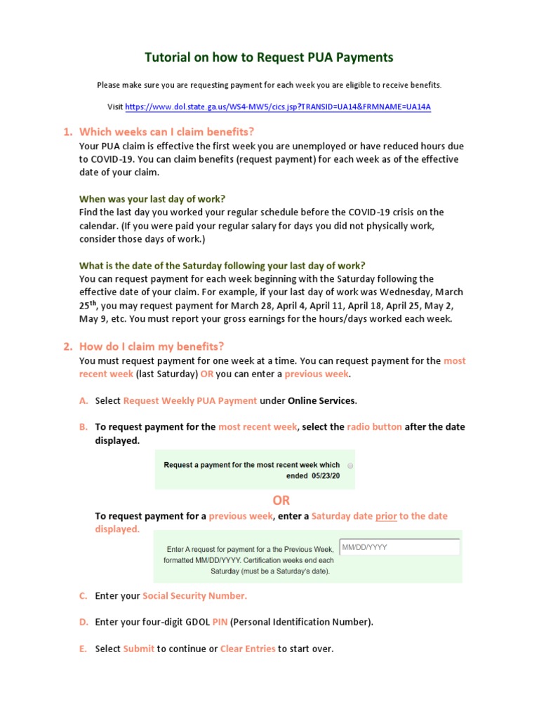 Tutorial On How To Request PUA Payments: 1. Which Weeks Can I Claim ...