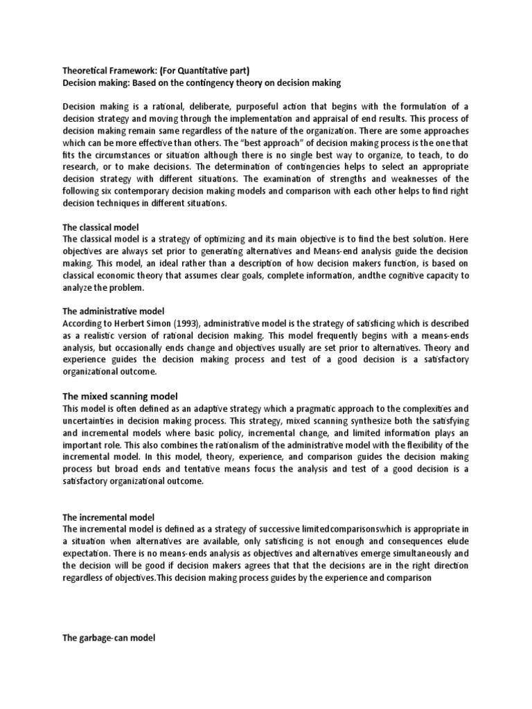 Theoretical Framework: (For Quantitative Part) Decision Making: Based ...