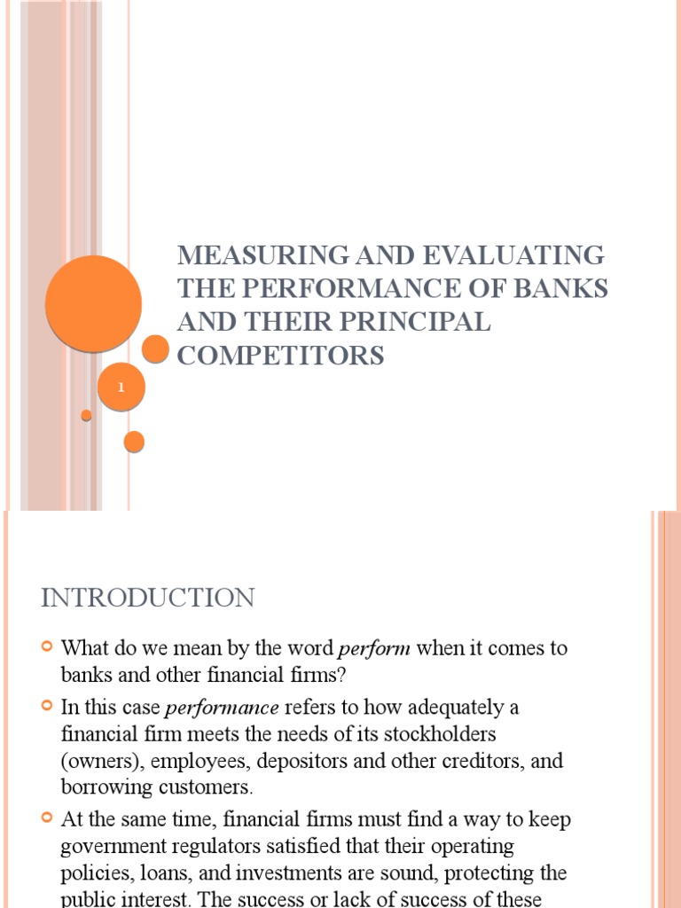 Measuring and Evaluating The Performance of Banks and Their Principal ...