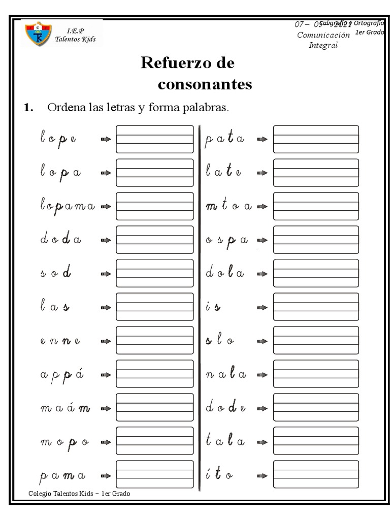 Refuerzo de Consonantes 2 | PDF | Ajedrez | Juegos y actividades