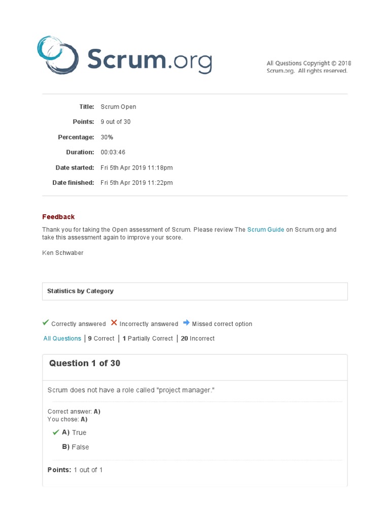 Example Exam Scrum Org | Download Free PDF | Scrum (Software ...