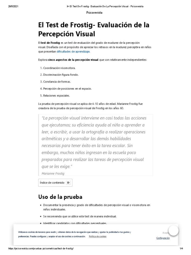 Test de Frostig: Evaluación Visual Infantil | PDF | Cookie HTTP ...