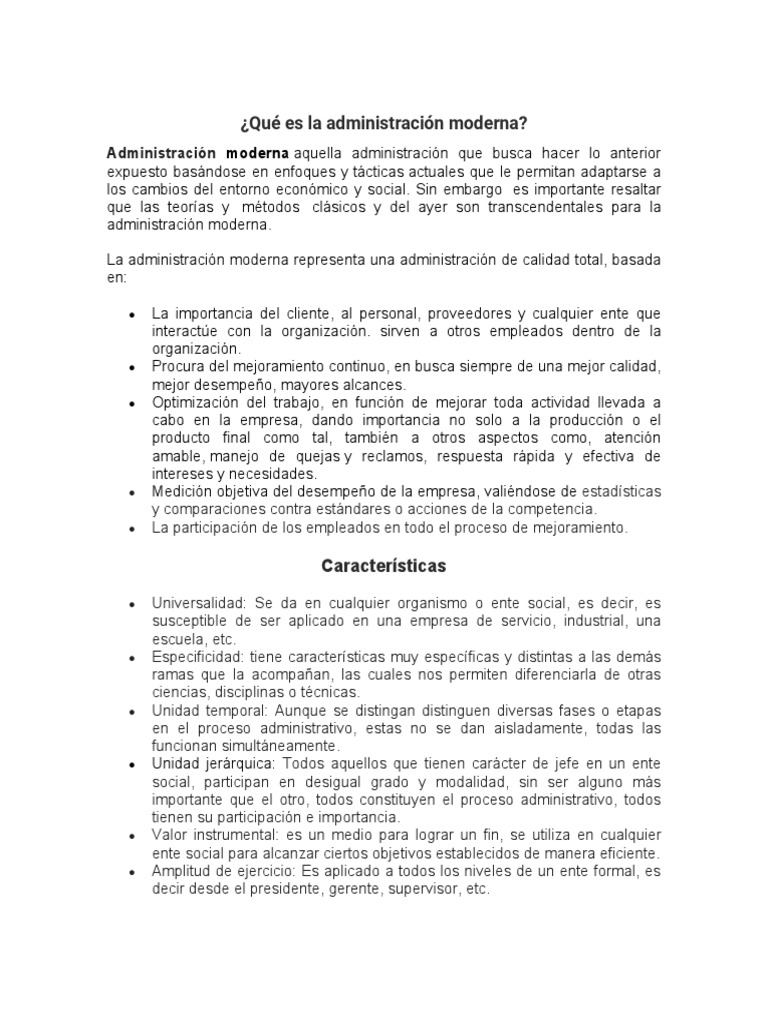 Administración Moderna: Claves y Enfoques | PDF
