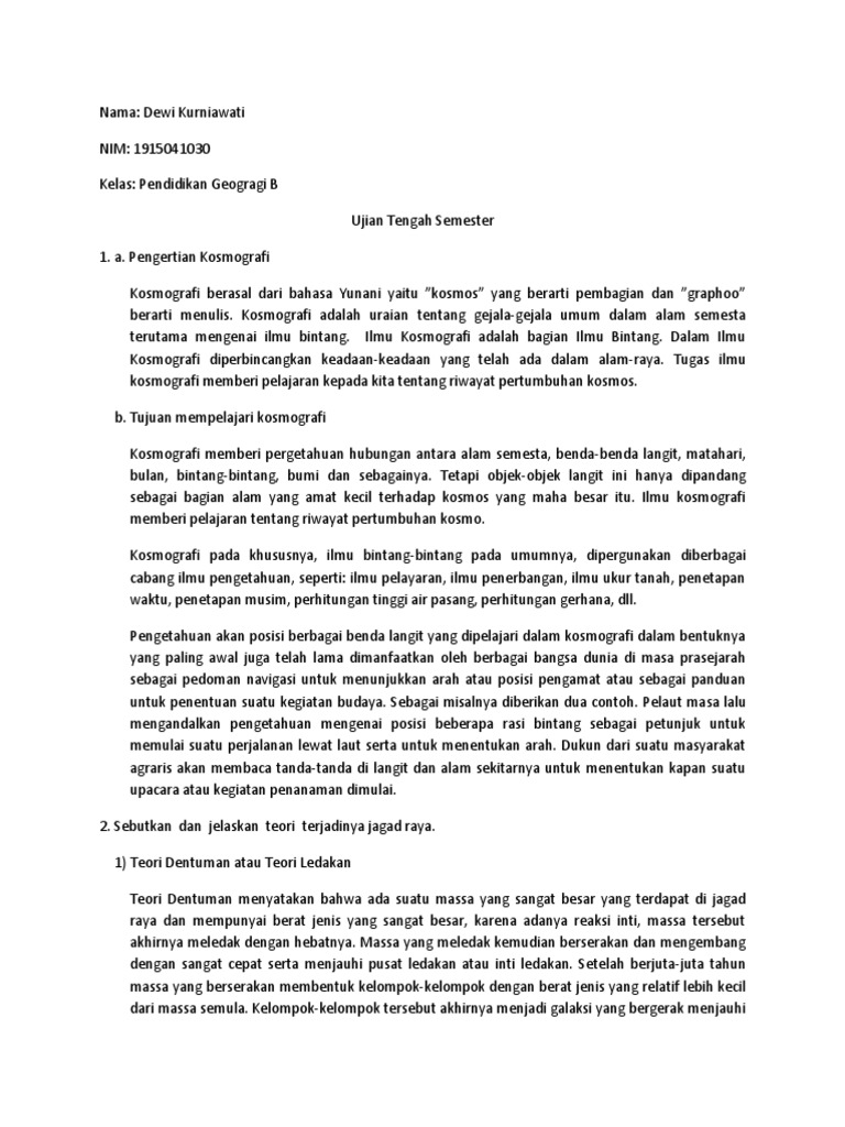 UTS Kosmografi Dewi | PDF