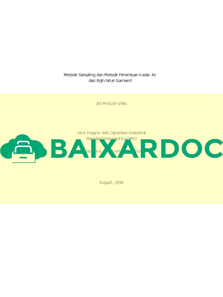 Jis M 8109 1996 For Nickel | PDF