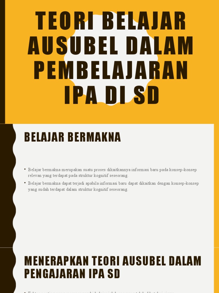 Teori Belajar Ausubel Dalam Pembelajaran Ipa Di SD | PDF | Karier ...