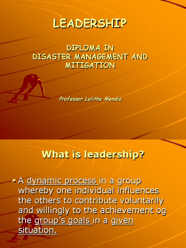 Leadership: Diploma in Disaster Management and Mitigation | Download ...