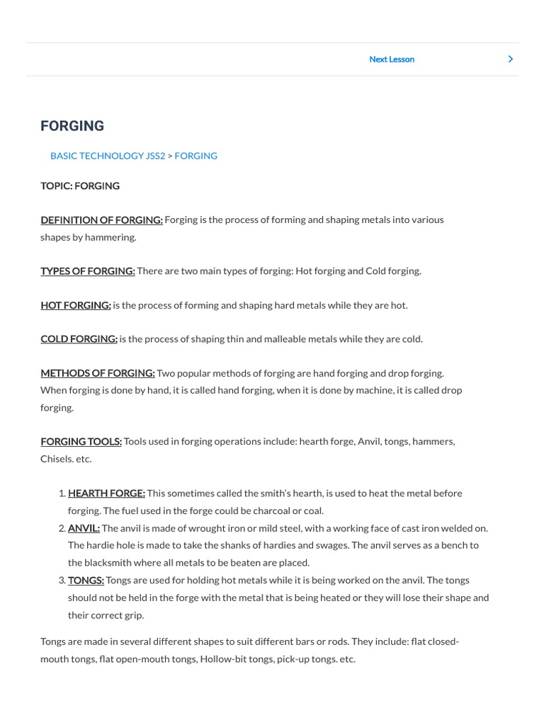 FORGING - Queen of The Rosary Secondary School, Nsukka | PDF | Forge ...