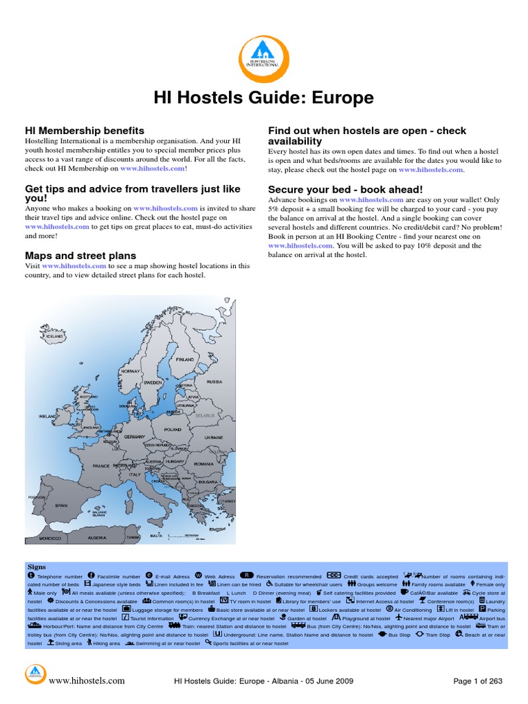 HI Hostels Guide Europe | PDF | Hostel | Credit Card