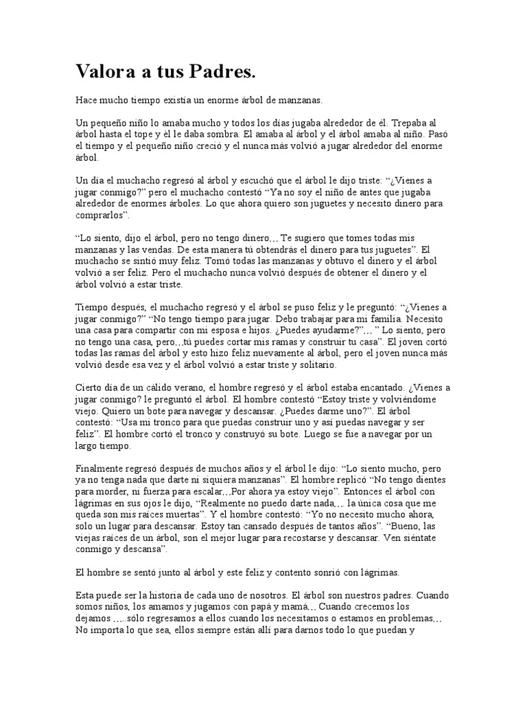 Valora A Tus Padres Historia | PDF