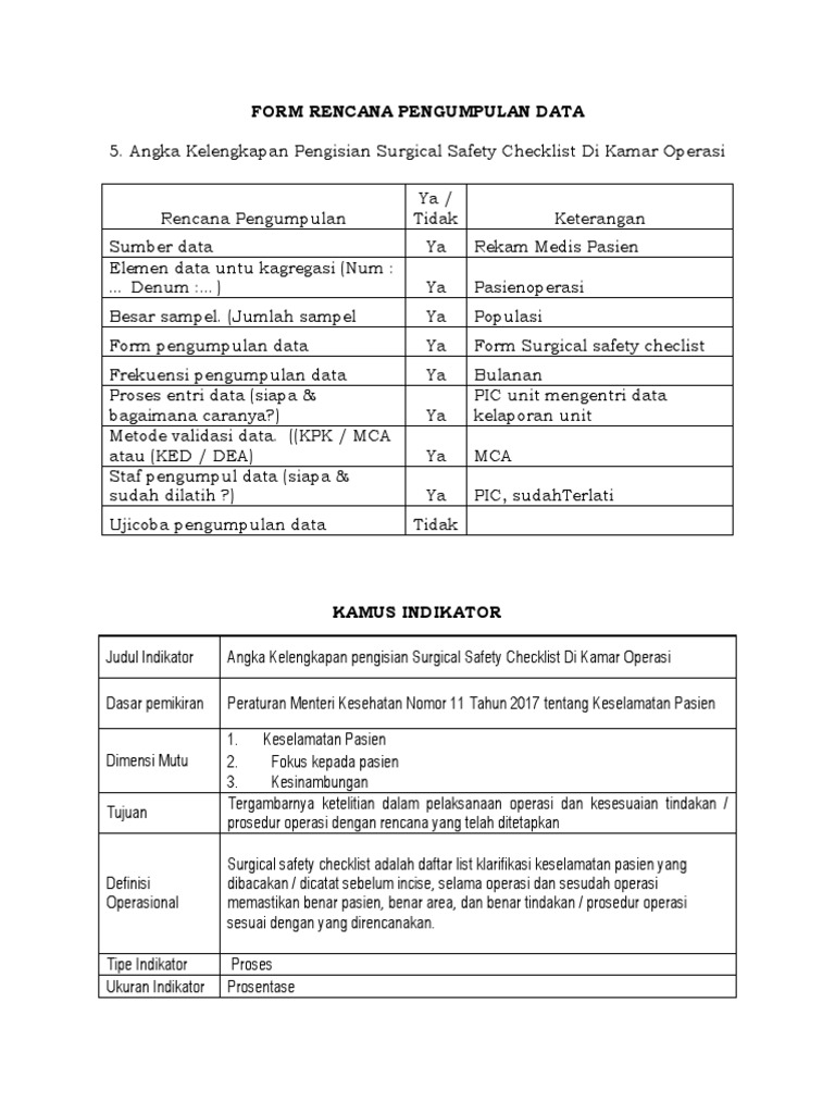 Kelengkapan Pengisian Surgical Safety Checklist Di Kamar Operasi | PDF