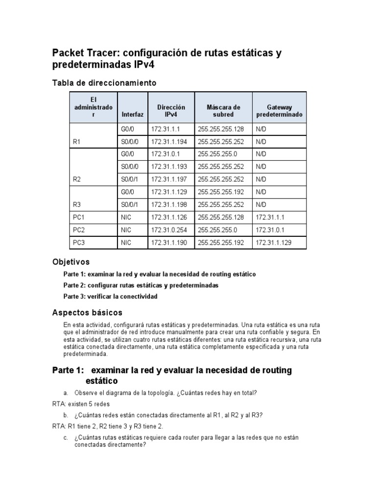 Packet Tracer | Descargar gratis PDF | Dirección IP | Enrutador (Computación)