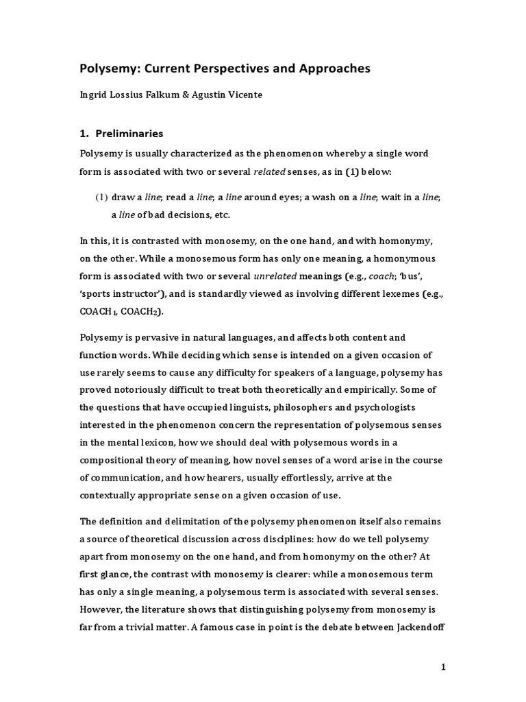 POLYSEMY | PDF | Semantics | Lexicon
