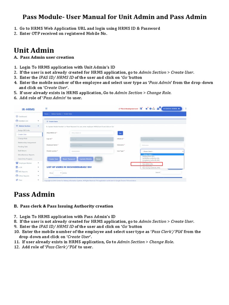 Unit Admin: Pass Module-User Manual For Unit Admin and Pass Admin | PDF ...