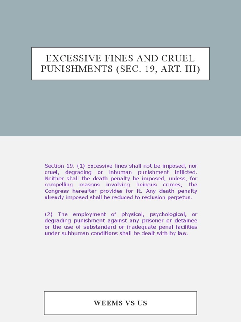 Excessive Fines and Cruel Punishments | PDF | Eighth Amendment To The ...