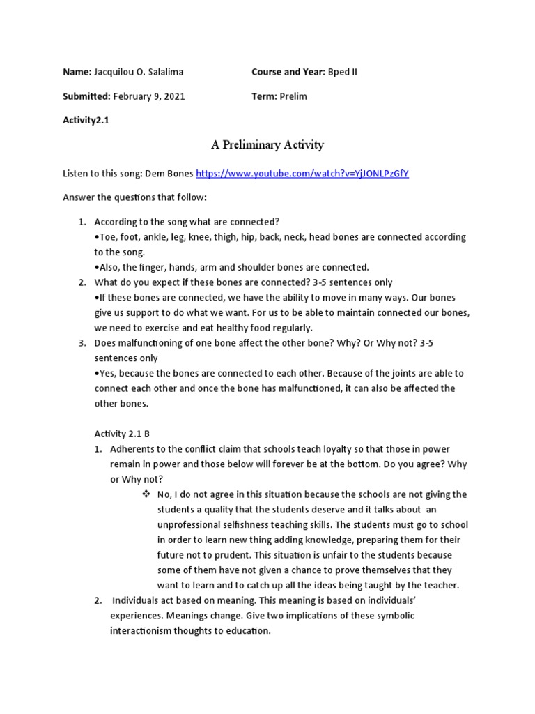 A Preliminary Activity | PDF | Behavior Modification | Learning