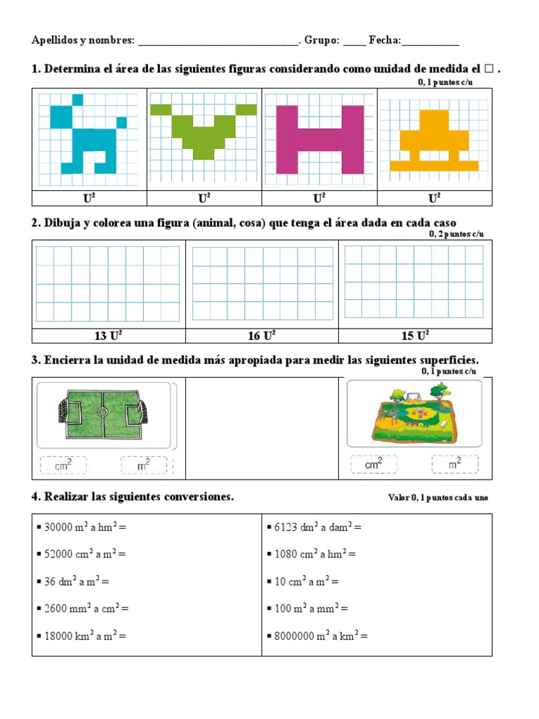 Ejercicios de Medidas de Superficie para Primaria | PDF | Deportes ...