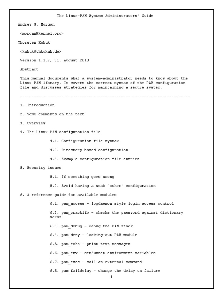 Linux-PAM SAG | PDF | Password | Superuser