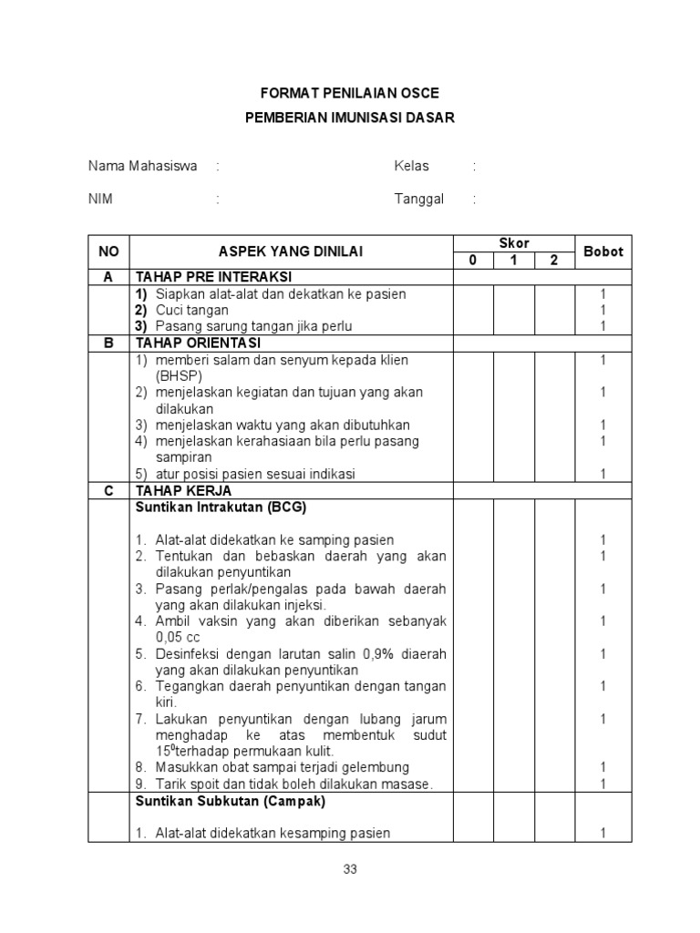 Osce Imunisasi Dasar | PDF