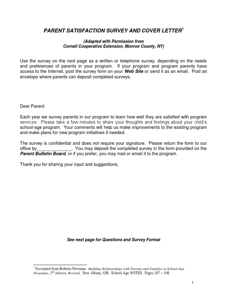 Satisfaction Survey and Cover Letter Sample | PDF | Human Nature ...