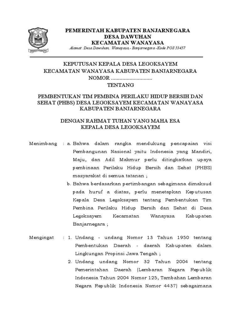 Pembentukan Tim PHBS Legoksayem | PDF