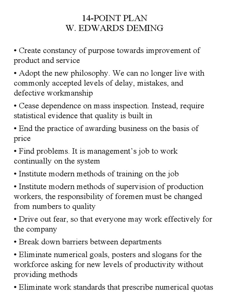 14-Point Plan W. Edwards Deming | PDF