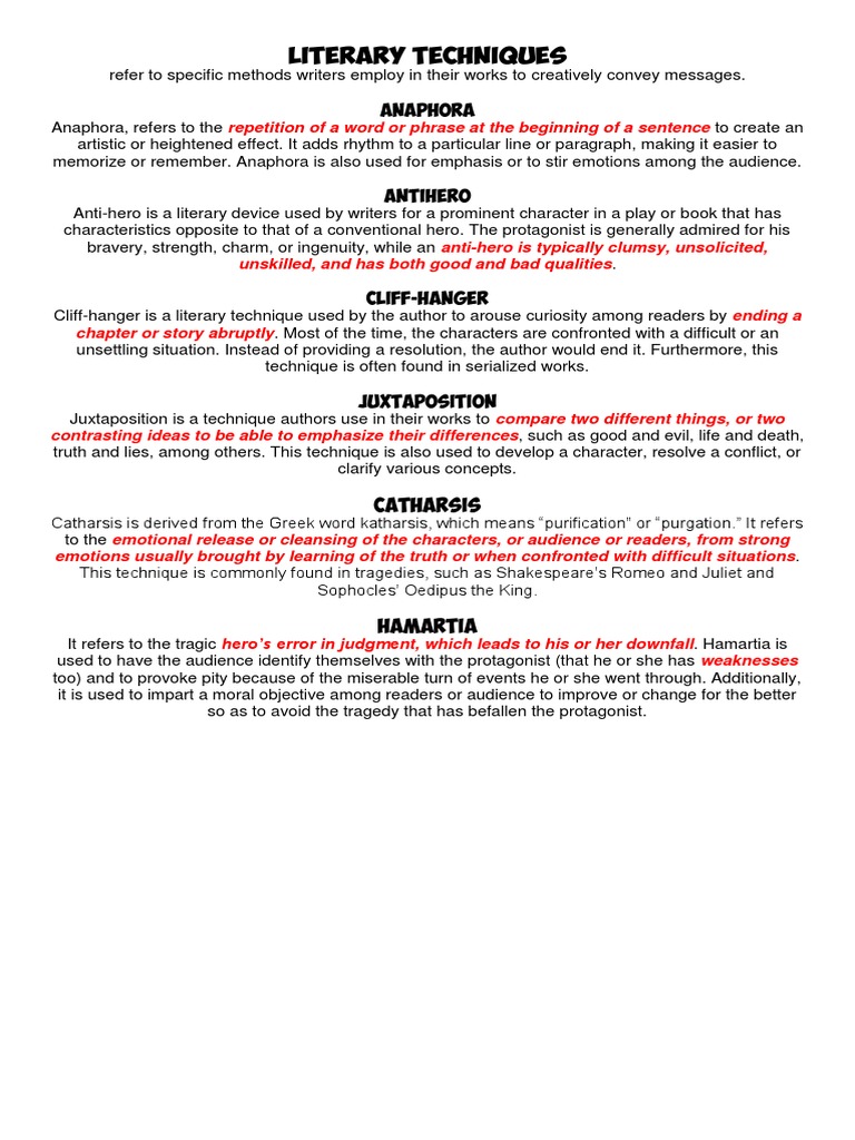 Literary Techniques or Devices | PDF | Tragedy | Poetry