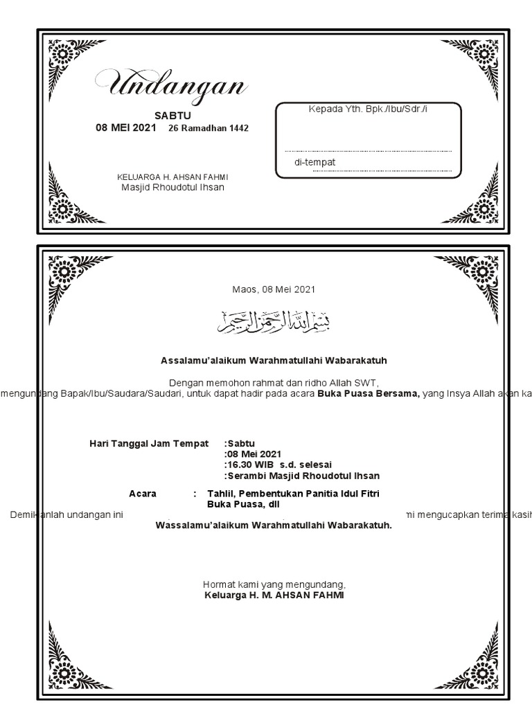 FORMAT UNdangan Syukuran Selamatan | PDF