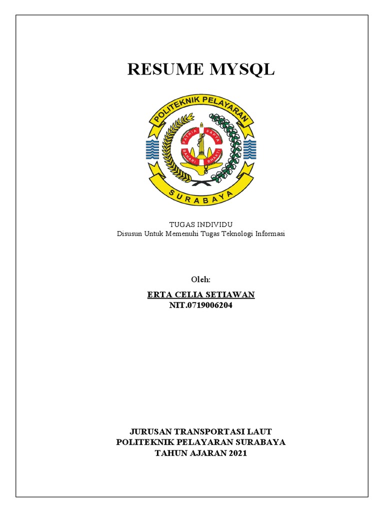 Resume Mysql-Erta Celia (0719006204) | PDF