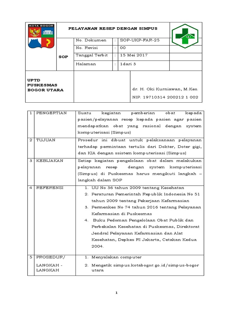 Pelayanan Resep Dengan Simpus | PDF