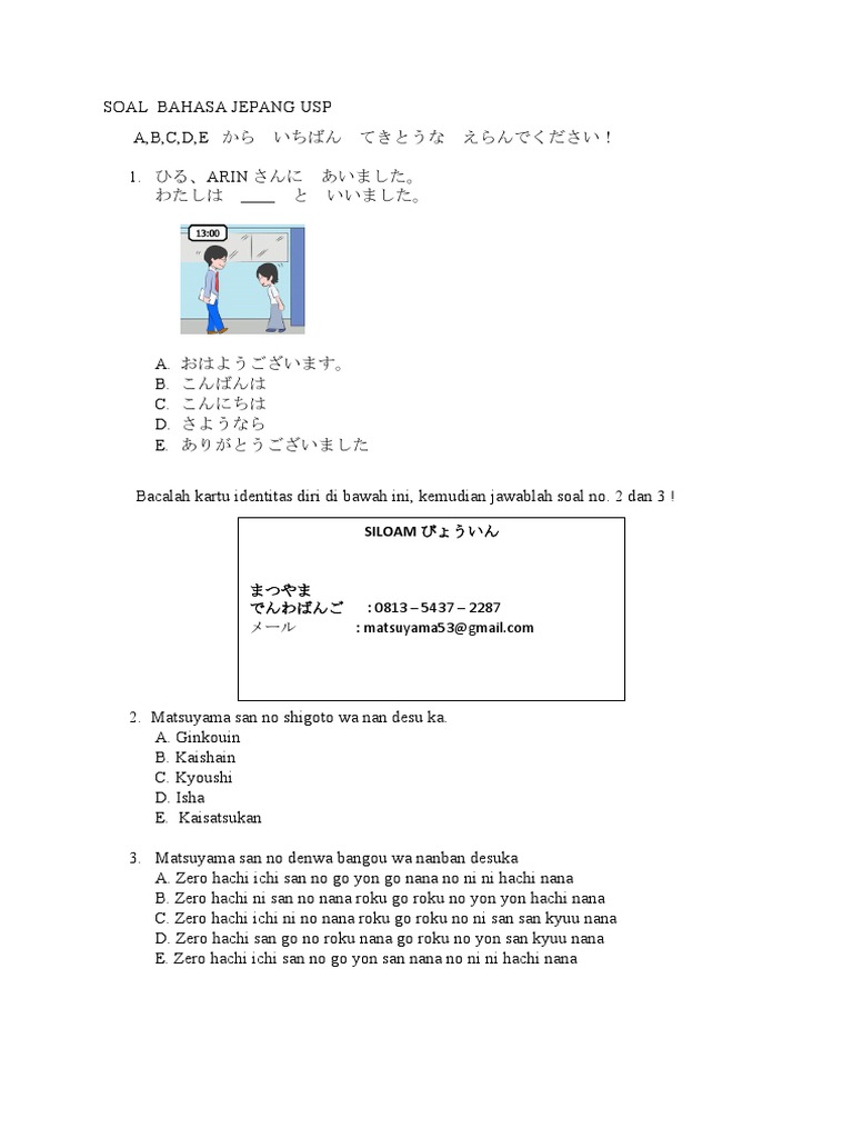 SOAL BAHASA JEPANG Latihan | PDF | Sistema de escritura japonesa