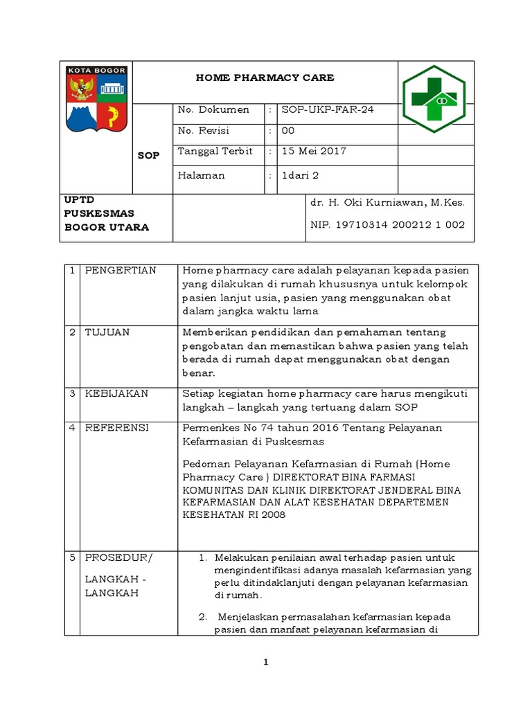 SOP Pelayanan Home Pharmacy Care | PDF