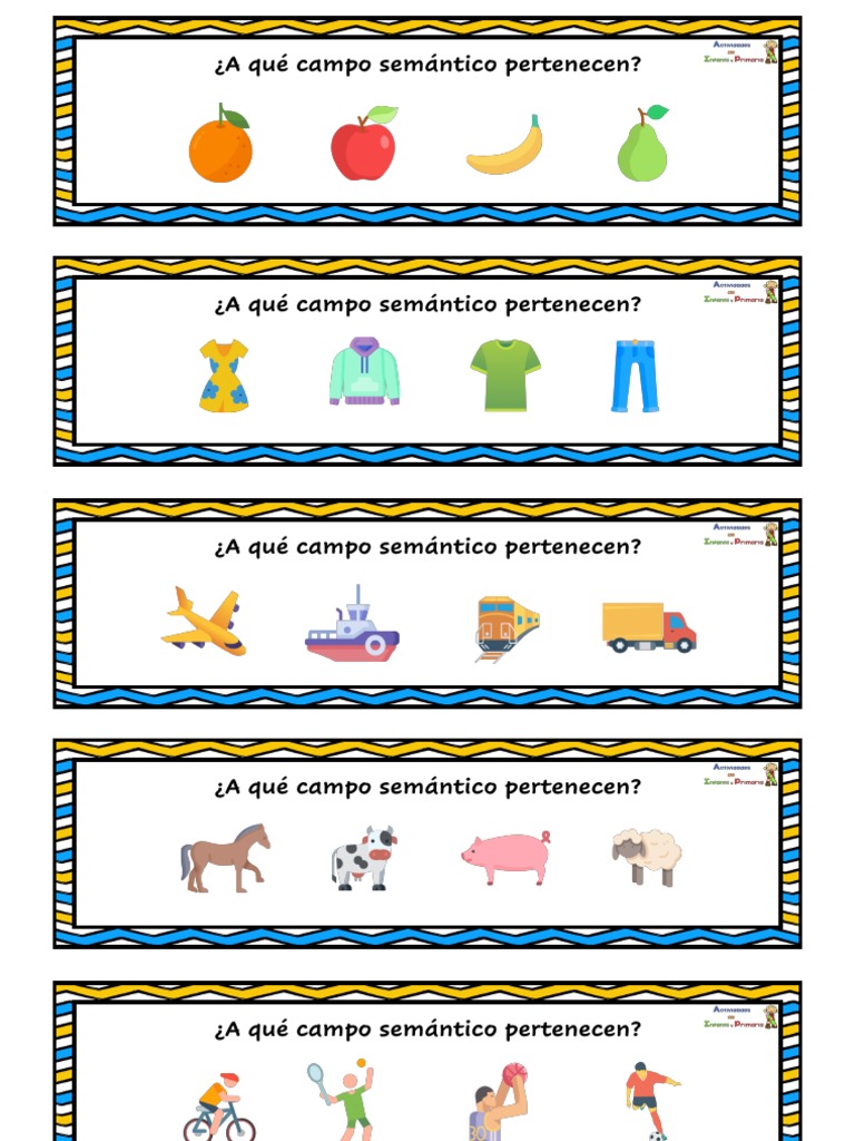 Ejemplos de campos semánticos para niños | PDF | Estudios de idiomas ...