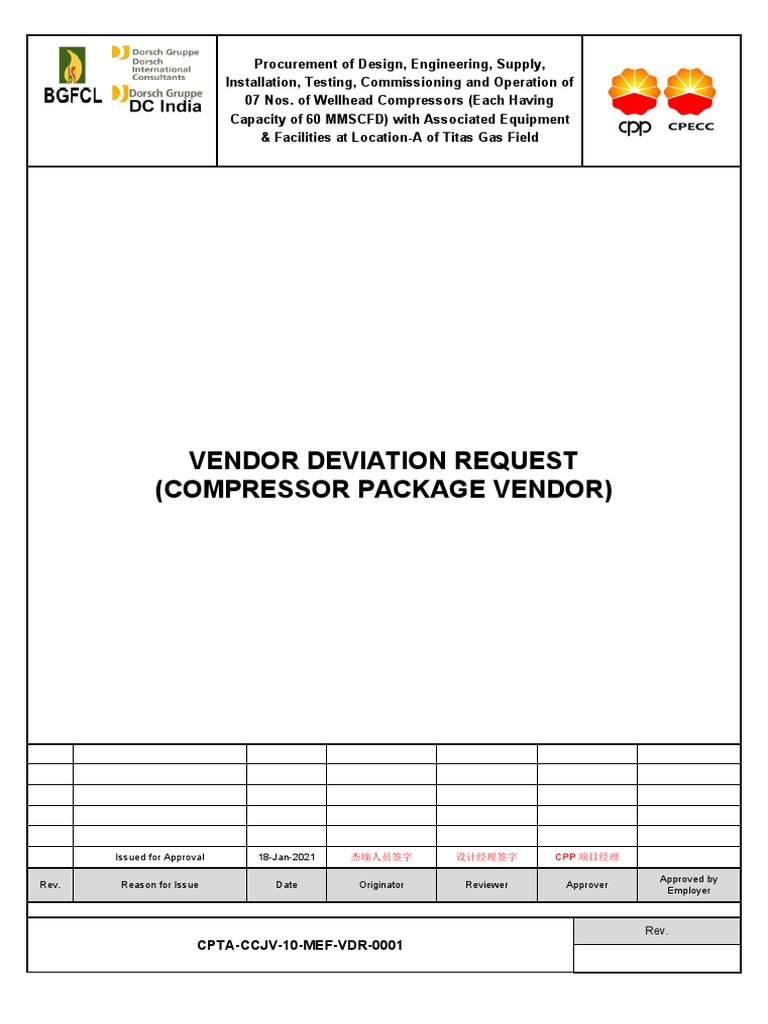 Wellhead Compressors Vendor Deviation Request | PDF | Business