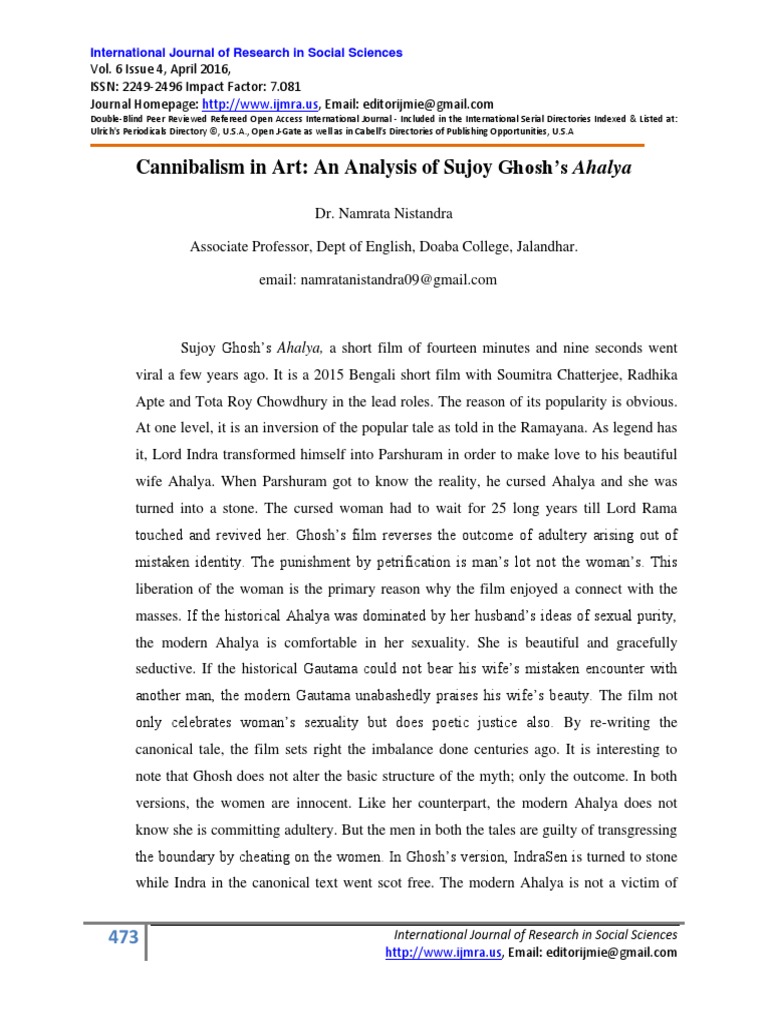 Cannibalism in Art: An Analysis of Sujoy Ghosh's Ahalya | PDF | Science | Science And Technology