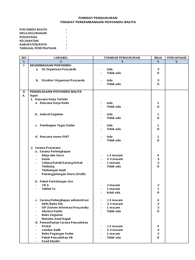 Format Pengukuran Posyandu Balita | PDF