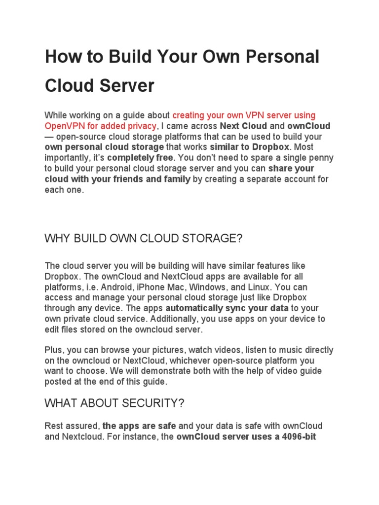 How To Build Your Own Personal Cloud Server | PDF