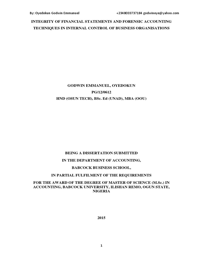 Integrity of Financial Statements and Fo | PDF | International ...