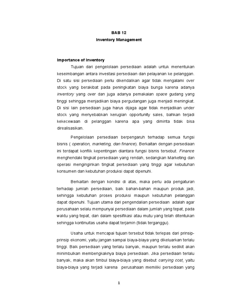 Chapter 12 INVENTORY MANAGEMENT | PDF