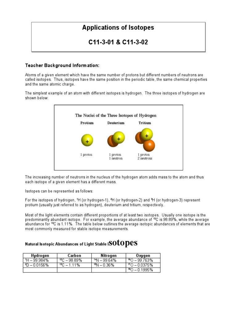 Applications of Isotopes C11!3!01&C11!3!02 | PDF | Isotope | Atoms