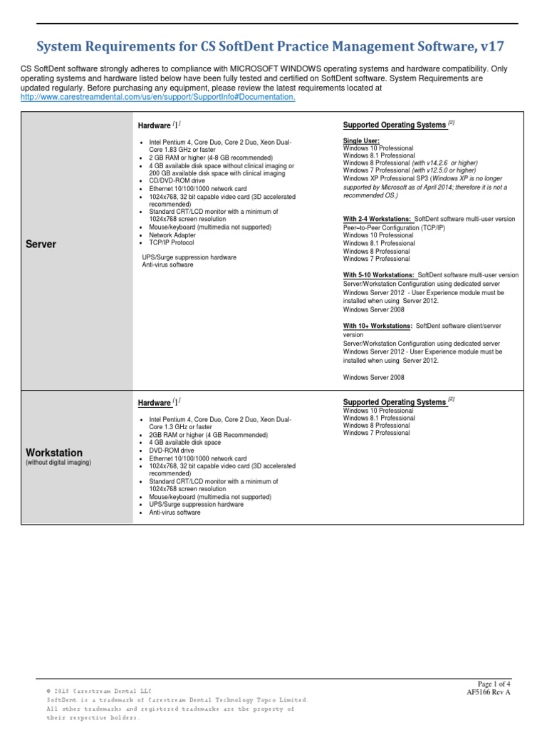 Version 17 System Requirements | PDF | Microsoft Office | Microsoft Windows