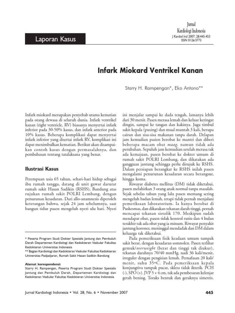 Komplikasi Infark Ventrikel Kanan | PDF