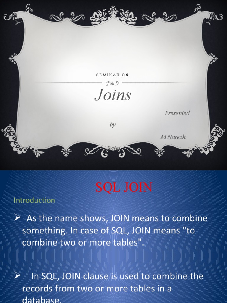 Joins: Presented by M Naresh Babu | Download Free PDF | Data Management Software | Computer ...