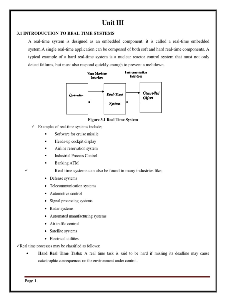 Unit III: 3.1 Introduction To Real Time Systems | PDF | Process (Computing) | Thread (Computing)